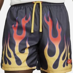 Nike | Shorts | Nike Sportswear Flames Fire Shorts Black Red Yellow ...